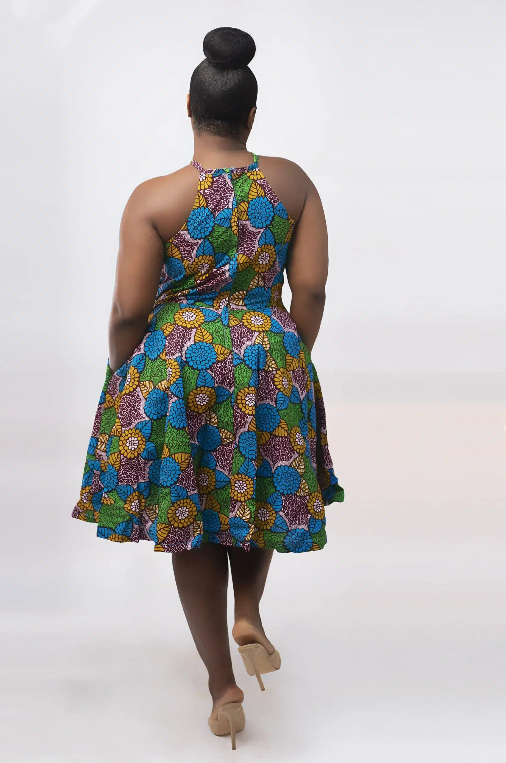 Zola African Ankara Halterneck Skater Dress African Clothing Store